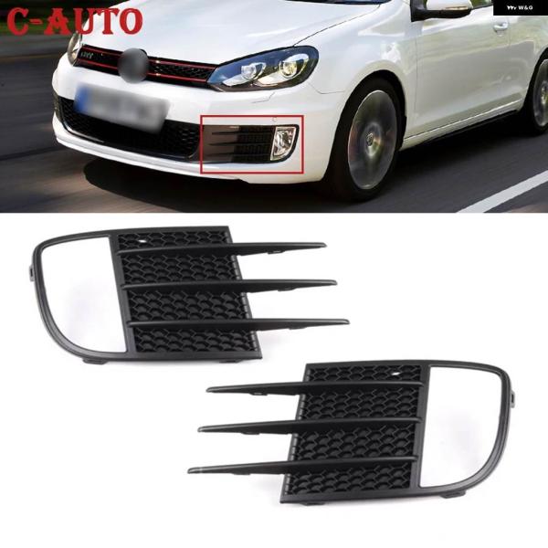 車用ブラック グリル フロント バンパー フォグライト カバー 5K0853665C 5K0853666C フォルクスワーゲン VW ゴルフ MK6 GTD/GTI 2009 2010-2013 カスタム パーツ アクセサリーHigh-co...
