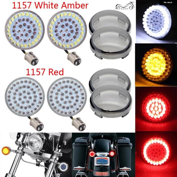 2インチ バレット スタイル 1157 ホワイト/ アンバー レッド LED ウィンカーライト パネル インサート レンズ 付き ハーレー スポーツスター 883 1200 XL ソフテイル ダイナ カスタム パーツ アクセサリーBatte...