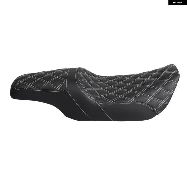 オートバイ ツーアップ ライダー ドライバー パッセンジャーシート ホワイトステッチ ハーレー ストリート グライド FLHX 2006-2007 ロード キング FLHR 1997-2007 カスタム パーツ アクセサリーHigh-con...