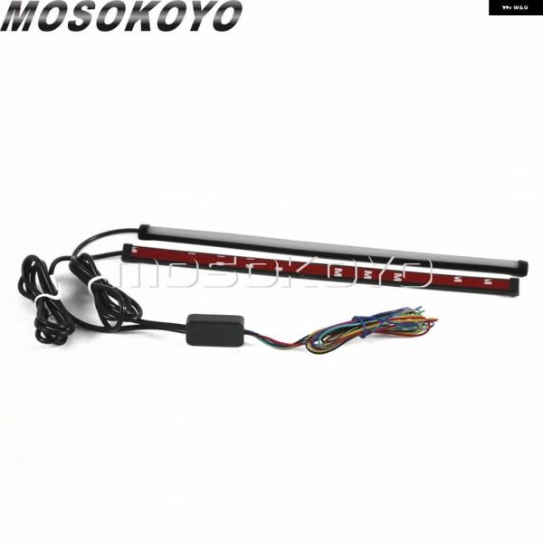 45CM 車 バイク DRL LED シーケンシャルライトストリップ 流れるスイッチバック ブレーキライト レッド アンバー フラッシャー ナイトライダー ウィンカー カスタム パーツ アクセサリーBattery Included:NoHi...