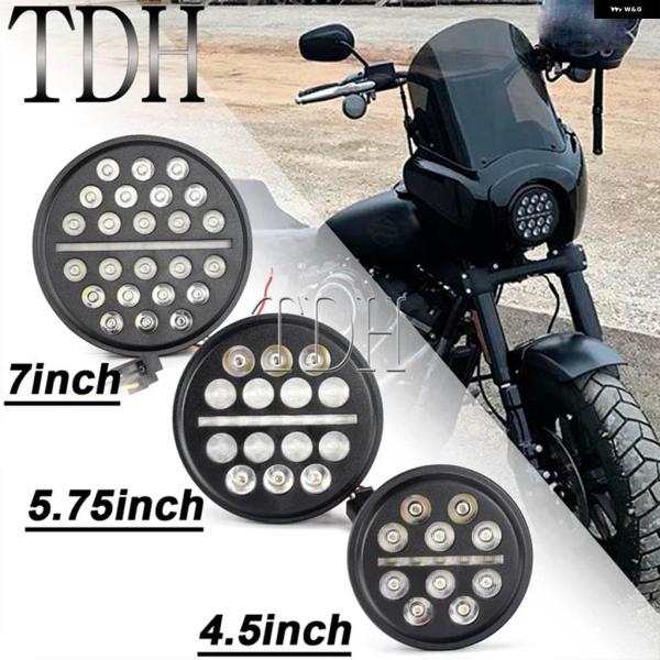 5-3/4インチ カスタム LED ヘッドライト 7インチ DRL ヘッドランプ 4.5インチ 補助ライト フロントライト ハーレー ダイナ ストリート ボブ スポーツスター カフェレーサー カスタム パーツ アクセサリーHigh-conc...