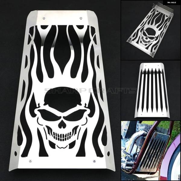 VT1300 バイク スカル フレーム ポリッシュ ステンレス ラジエーター カバー グリル ガード プロテクター ホンダ フューリー VT 1300 2010-2016 カスタム パーツ アクセサリーProtective parts:Fr...