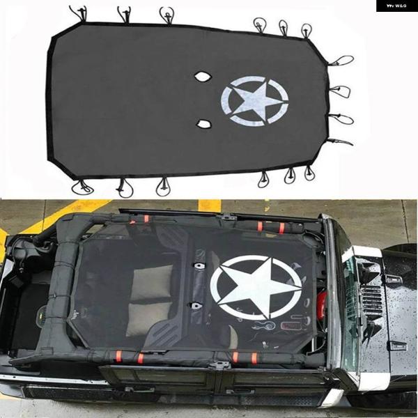 2007年2015年モデル - 18歳式 ジープ ラングラー JK 4ドア サンシェード エクリプス トップカバー スタールーフメッシュ UV遮断カバー カスタム パーツ アクセサリーProduct application scenario...