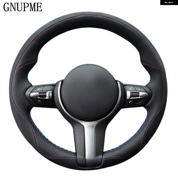BLACK GENUINE REATHER スエード 車用 ステアリングホイール カバー BMW M スポーツ F30 F31 F34 X1 F07 X2 F10 F11 F25 F32 F33 F36 X3 F39 F48 カスタム パー...