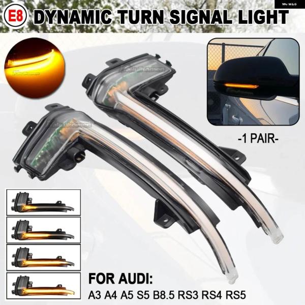 2ピース ダイナミックブリンカーミラー ライト アウディ A3 8PQ3 A6 C6 4F S6 A4 A5 B8 LED ウインカーサイド インジケーター S4 S5 S6 A8 D3 8K S8 カスタム パーツ アクセサリーHigh-...