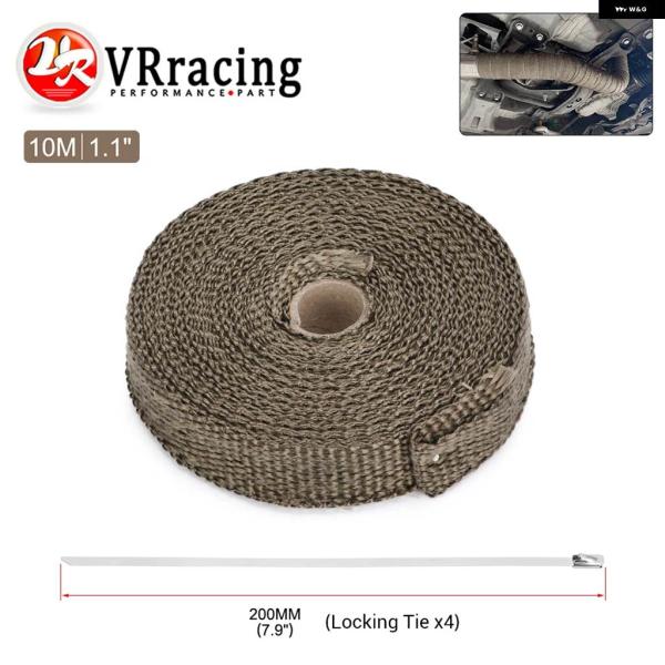 1インチ/25MM 5/10M/15Mチタン排気ヘッダー パイプ ヒートラップテープロッキングタイ付きサーマルプロテクションロールシールド車両 カスタム パーツ アクセサリーHigh-concerned chemical:NoneMotob...