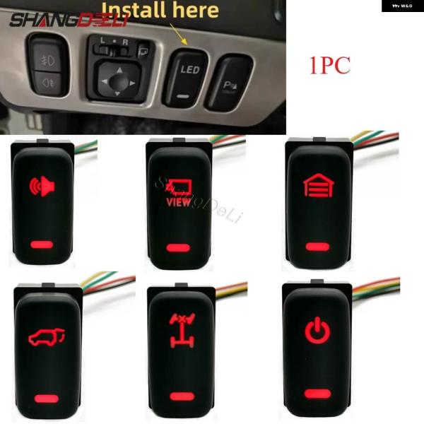 LED クラクションガレージ電源スイッチ ボタン ワイヤー付き 三菱 アウトランダー パジェロ V73V93V97ランサーEX カスタム パーツ アクセサリーHigh-concerned chemical:NoneSwitch Pin:5P...