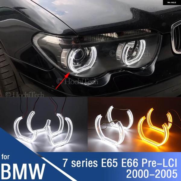 BMW 7 E65 E66 プレフェイスリフト LCI プレ 745I 745LI 760LI 760I 2002-2005 DTM M4 スタイル LEDクリスタルエンジェルアイリングキット カスタム パーツ アクセサリーHigh-con...