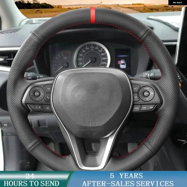 カー ステアリングホイール 編み込みレザーカバー トヨタ アバロン カムリ 2018-2019 クラウン 2018-2019 カローラ 2018-2020 RAV4 2019 カスタム パーツ アクセサリーSize:custom madeS...