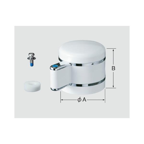 LIXIL｜INAX品名：開閉ハンドル部(水側用)品番：A-3317ハンドル本体材質：樹脂製表面処理・色：白(N9)湯水・ピクト表示：青A寸法(mm)：43B寸法(mm)：41【適用製品品番】BF-9105(K)BF-9305(K)(N)L...