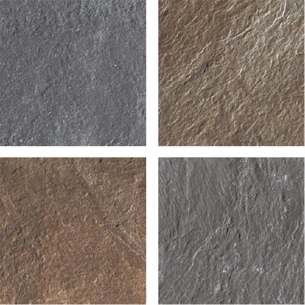 タイルでの表現が難しかった荒々しいスレートの質感を叶え、さらにランダムミックスすることでエネルギッシュで印象的なデザインにしました。