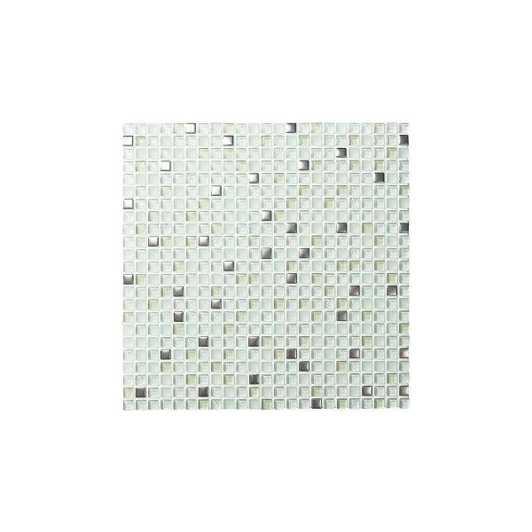 ガラスの透明な輝きと金・銀の硬質な輝きを組合せたガラスモザイクです。■スペック■形状名：12角ネット張り目地共寸法：316.3×316.3mm実寸法：約12×12mm厚さ：6.2mmあたり枚数：10.2シート/平米●こちらは1シートでの販売...