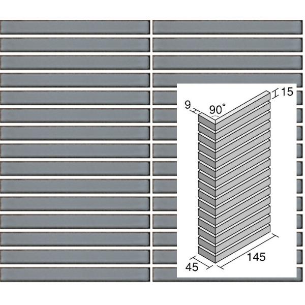 施釉 / I類 /磁器質 / B：乾式成形｜生産国：日本■スペック■形状：90°ボーダー曲り（接着） [紙貼り]標準寸法：(145＋45)×15mm厚さ：9mm目地共寸法：(150＋50)×300m当必要枚数：3.5シート/mケース入数：2...