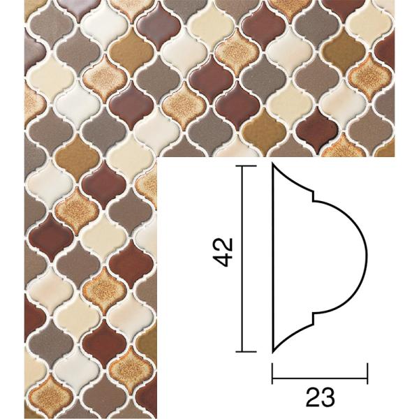 エスニックなイメージのランタン形のモザイクタイル。トラディショナルな釉薬づかいが、レトロなイメージを創ります。★出荷単位：個　■スペック■メーカー：名古屋モザイク商品名：コラベル（ミックス）形状：半マス縦標準寸法：42×23mm厚さ：6mm...