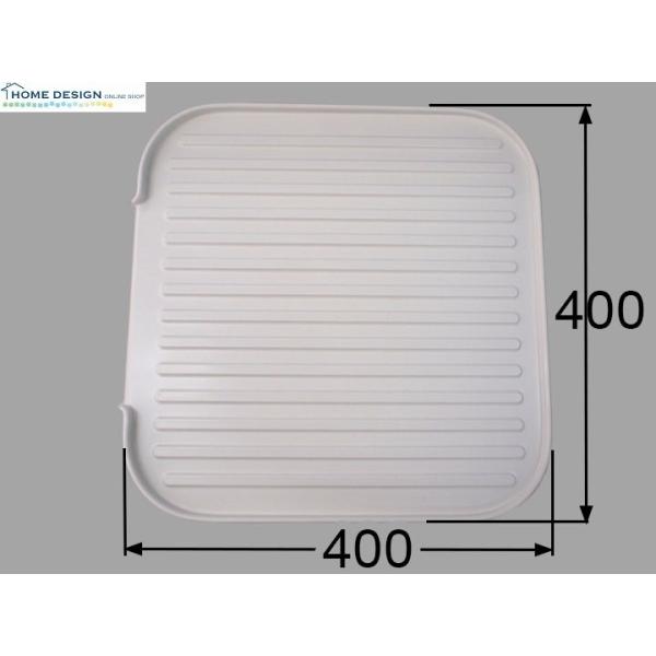 商品名 : 抗菌水切トレー[SSS-MTK] 品番 : SSS-MTK 外寸法 幅400mm 奥行き400mm 厚み最大28mm Fシンク用水切りトレー、材質 ポロプロピレン