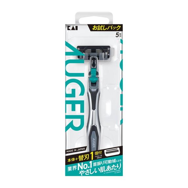 貝印 オーガー AUGER ホルダー + 替刃1個付 男性用 カミソリ4901331018879メンズ T字 シェーバー 剃刀 髭剃 首振り可動域によるやさしい肌あたり■男性用化粧品・日用品:男性用カミソリ:ホルダー広告文責：アットライフ株...