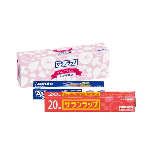 旭化成 サランラップ バラエティギフト4 SVG4B ギフト ※包装、熨斗対応していません4901670111668サランラップ×1本、フリーザーバッグ中5枚×1個のセットキッチン・お掃除用品:台所消耗品:ラッピングフィルム広告文責：アット...