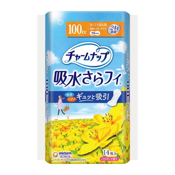 商品名：チャームナップ 吸水さらフィ 100cc 多くても安心用 14枚 安心スリム 夜用ナプキンサイズ 29cm (軽い尿モレの方)JANコード：4903111505999発売元、製造元、輸入元又は販売元：ユニ・チャーム原産国：日本商品番...