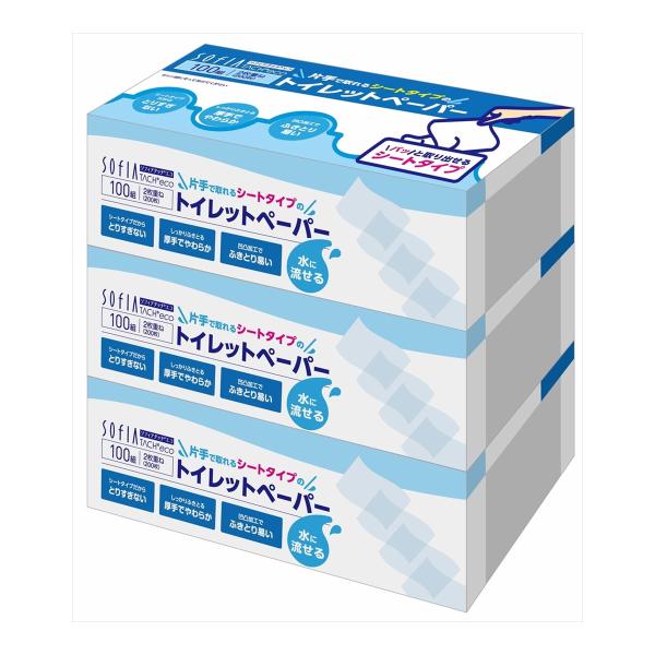 マスコー製紙 ソフィアタッチエコ シートタイプ トイレットペーパー 100組×3箱入片手で取れるシートタイプ 水に流せる 厚手でやわらか 4978554113698 紙製品:トイレットペーパー:再生紙・ブレンド広告文責：アットライフ株式会社...