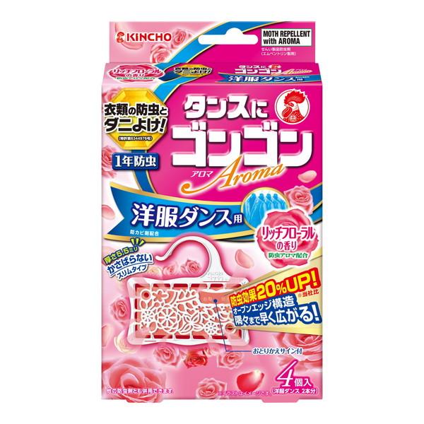 商品名：ゴンゴン アロマ 洋服ダンス用 リッチフローラルの香り 4個入JANコード：4987115842182発売元、製造元、輸入元又は販売元：大日本除虫菊原産国：日本商品番号：101-91520広告文責：アットライフ株式会社TEL 050...