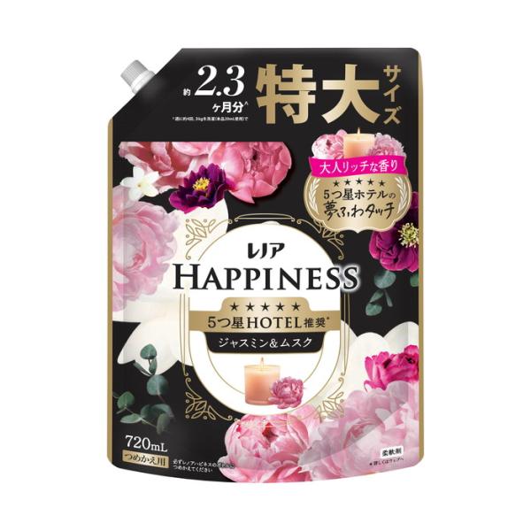 P&amp;G レノア ハピネス 夢ふわタッチ ジャスミン&amp;ムスクの香り つめかえ用 特大サイズ 720mL4987176319982レノアハピネスの柔らかさ、肌触りを活かし「１００回洗ったごわごわタオルも蘇る」お洗濯・衣類・靴ケア...