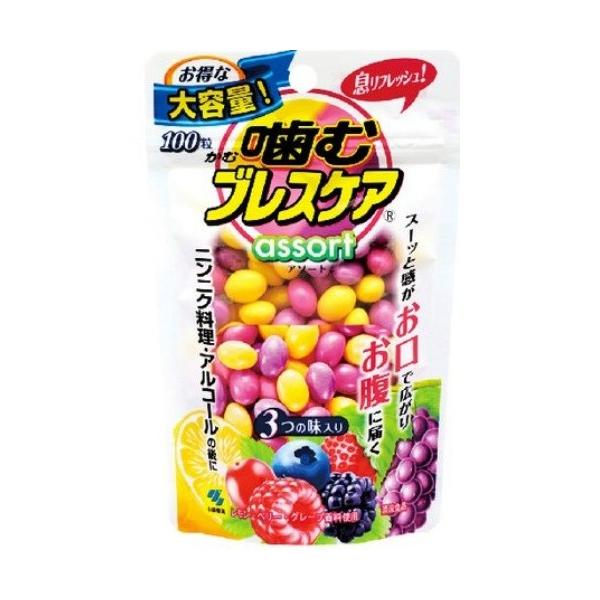 商品名：噛むブレスケア パウチアソート 100粒JANコード：4987072034033発売元、製造元、輸入元又は販売元：小林製薬原産国：日本区分：健康食品商品番号：101-50060広告文責：アットライフ株式会社TEL 050-3196-...