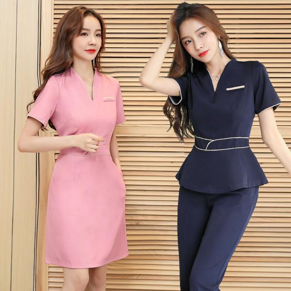 素材：ポリエステル、コットン、その他【商品説明】高級感のあるゴージャスな装いが魅力的。ボディーのラインが美しく見えるように・ウエストラインや袖の長さなど細かいところにまでこだわりました！くのリラクゼーションサロンやホテル・飲食店などで・ユニ...