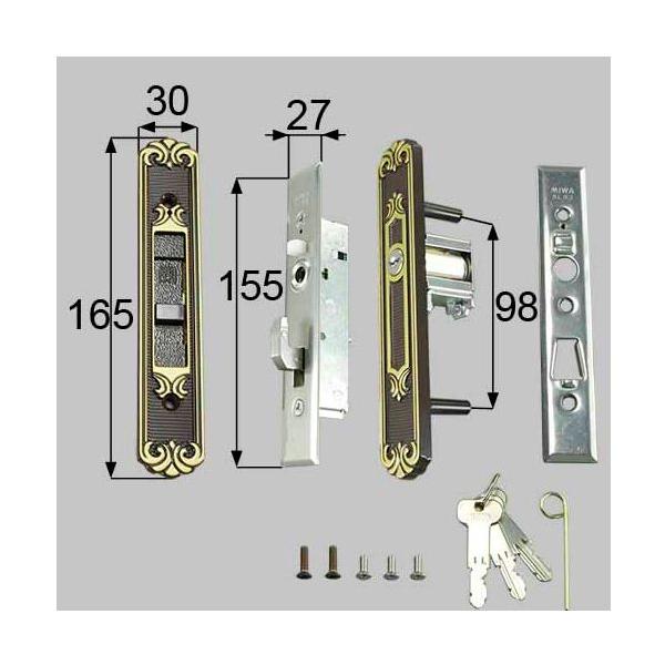 LIXIL トステム 引戸召合せ内外錠セット（MIWA U5シリンダ−） 商品コード : L1Y32部品名 : 引戸召合せ内外錠セット（MIWA U5シリンダ−）商品コード : L1Y32色 : ブロンズ 内容物 : 錠セット×1、キー×3...