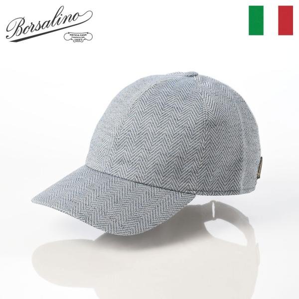 カラー：ブルーブランド：Borsalino（ボルサリーノ）／イタリア素材：コットン42％、毛（ウール）30％、レーヨン20％、リネン5％、ポリウレタン3％つばの広さ：約7.5cm重さ：約70gバックデザイン：アジャスタースタイル イタリア製...