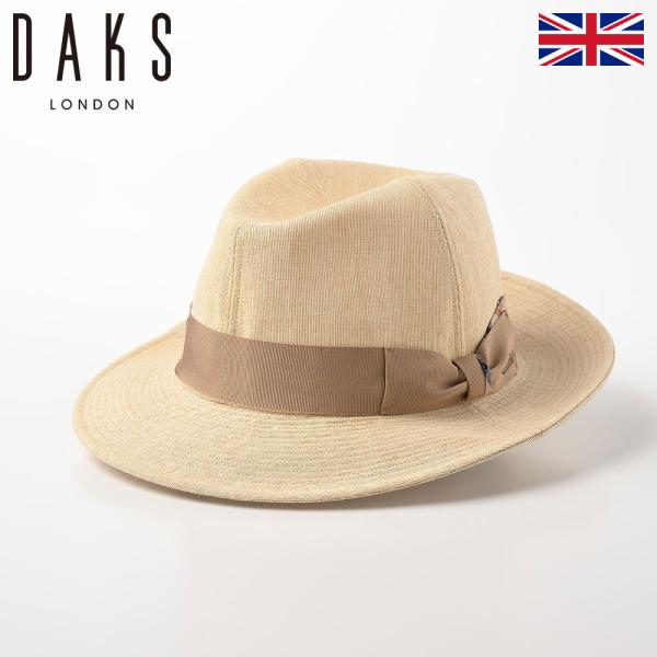 カラー：（帽体）ベージュ、（リボン）ベージュブランド：DAKS（ダックス）／イギリス素材：分類外繊維（和紙）85％、レーヨン15％つばの広さ：約5.5〜6.5cmスベリ絞りアジャスターあり（1〜1.5cmサイズを小さくできます）日本製■ サ...