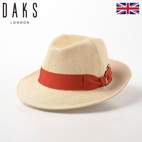 カラー：（帽体）ベージュ、（リボン）オレンジブランド：DAKS（ダックス）／イギリス素材：分類外繊維（和紙）85％、レーヨン15％つばの広さ：約5.5〜6.5cmスベリ絞りアジャスターあり（1〜1.5cmサイズを小さくできます）日本製■ サ...