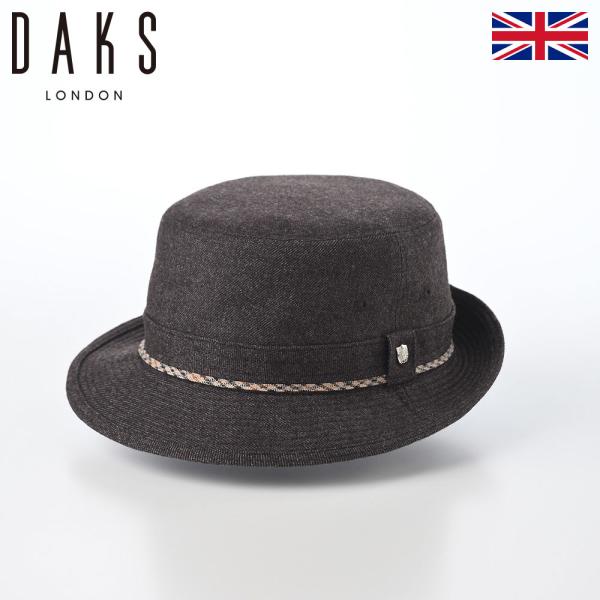 カラー：ブラウンブランド：DAKS（ダックス）／イギリス素材：毛49％、ポリエステル25％、レーヨン13％、ナイロン10％、ポリウレタン3％つばの広さ：約4.5〜5.5cm重さ：約110gスベリ絞りアジャスターあり※サイズを1〜1.5cm小...