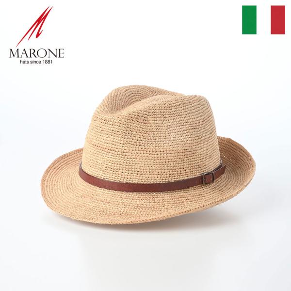 カラー：ナチュラルブランド：MARONE（マローネ）／イタリア素材：ラフィア100％つばの広さ：約6〜7cm重さ：約130g折りたたみ可イタリア製着用シーズン：春〜夏※サイズ調整テープ（長さ30cm）が1個付属します。■ サイズの目安実寸：...