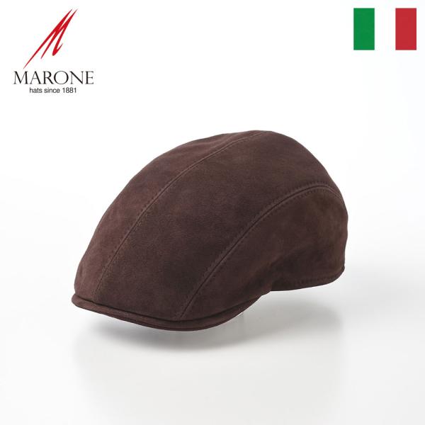 カラー：ブラウンブランド：MARONE（マローネ）／イタリア素材：山羊革（ゴートスキン）つばの広さ：約5.5cm重さ：約140gイタリア製■ サイズの目安メーカー表記　56cm、58cm、60cm、62cm実寸サイズ：ほぼ表記どおり■取り扱...