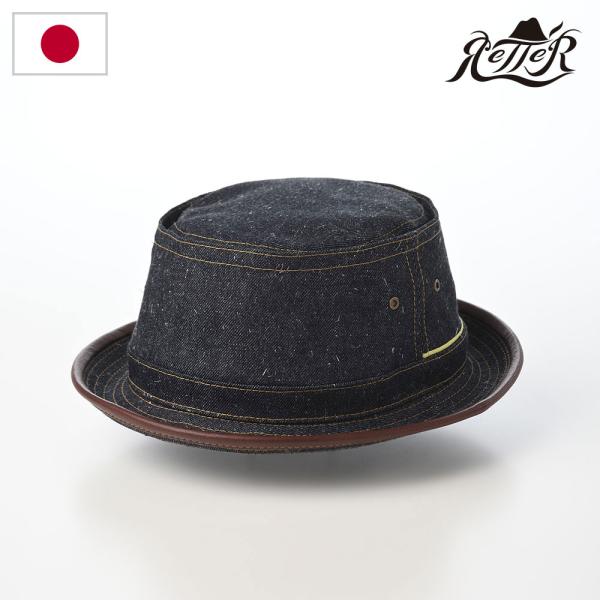 カラー：インディゴブランド：RETTER（レッター）／日本素材：綿70％、分類外繊維（バナナ）30％／部分：牛革つばの広さ：約4〜5cm重さ：約100gスベリ絞りアジャスターあり※サイズを1〜1.5cm小さくできます日本製着用シーズン：通年...
