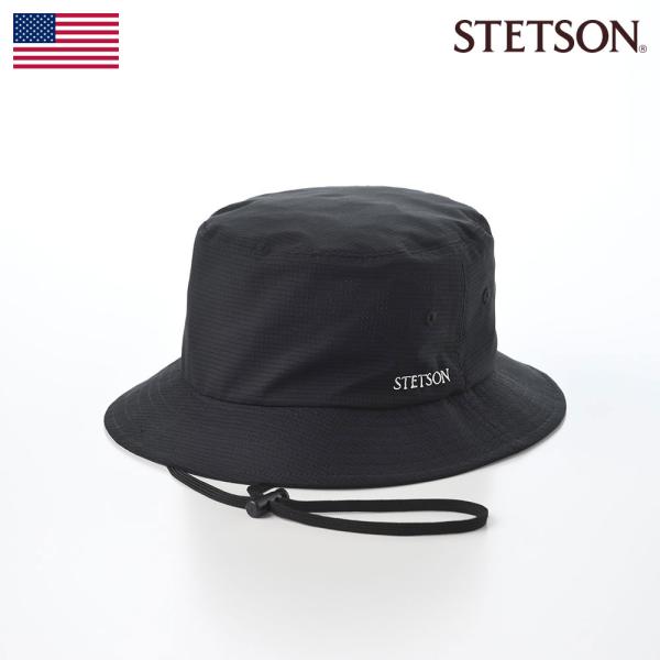 カラー：ブラックブランド：STETSON（ステットソン）／アメリカ素材：ポリエステル100％つばの広さ：約5.5〜6.5cm重さ：約60gサイズ調整箇所：後ろクラッシャブル中国製 バケットハット※あご紐（あごひも）あり※あご紐はクリップ式で...