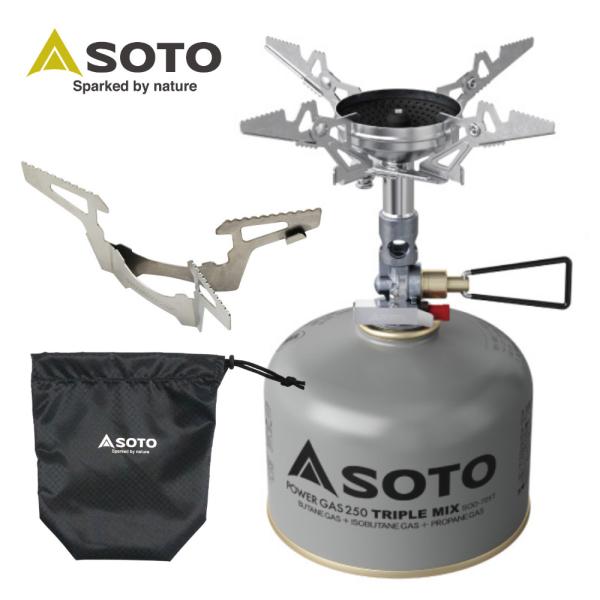 ソト ウインドマスター SOD-311 に 専用ゴトク トライフレックス SOD-461 がついたセットウインドマスターSOD-311お客様からのご要望にお応えし、SOD-310 ウインドマスター標準装備の3本ゴトクを約18.5%軽量化した...