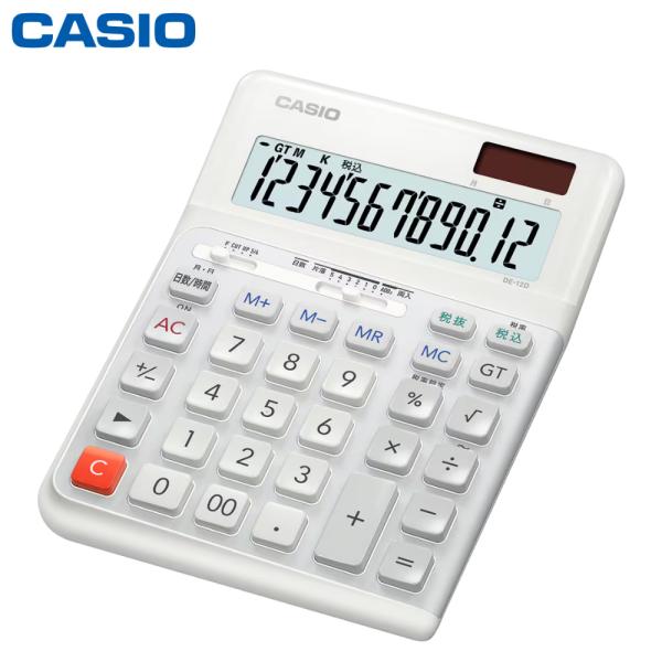 ※こちらの商品は 熨斗対応不可 となっております。■カシオ 人間工学電卓 右手用　デスクタイプ DE-12D-WE人が電卓に合わせるのではなく、電卓が人に合わせる「人間工学階段キー」操作面を３°の角度で傾斜させることで、手や指にフィット。キ...
