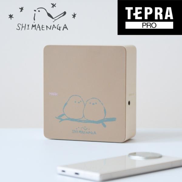 (シマエナガ イラスト入) テプラ マーク SR-MK1 ベージュ テプラPRO スマートフォン専用 キングジム テプラプロ MARK SRMK1 ( SR-MK1-BE ) ラベルライター スマホアプリ スマホ対応 アプリ対応 テープライ...
