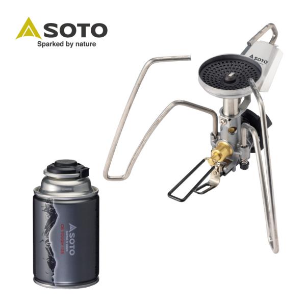 セット内容1）SOTO レギュレーターストーブ TriTrail ( トライトレイル ) ST-3502）SOTO カセットガス CB TOUGH125 ( シービー タフ ) ST-711　1本● SOTO レギュレーターストーブ Tri...