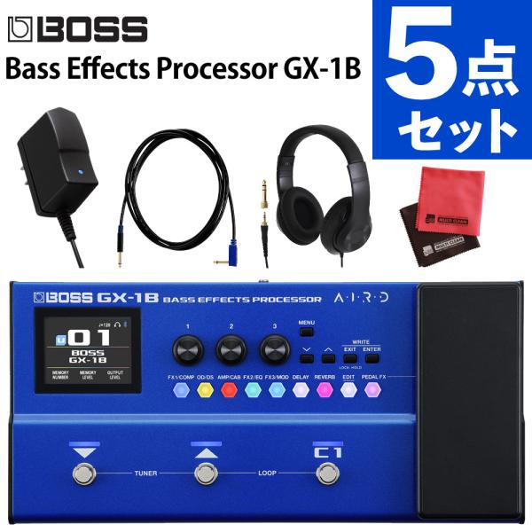 BOSS GX-1B は ベース 用 マルチエフェクター で 軽量 コンパクト な ボディ に 16 種類 の AIRD プリアンプ と 130 エフェクト を 搭載 し 直感 操作 可能 な カラー ディスプレイ と GEAR SUITE...