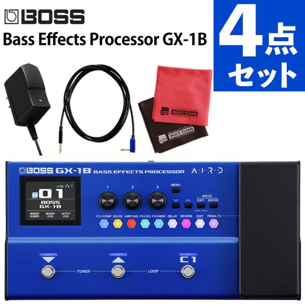 BOSS GX-1B は ベース 用 マルチエフェクター で 軽量 コンパクト な ボディ に 16 種類 の AIRD プリアンプ と 130 エフェクト を 搭載 し 直感 操作 可能 な カラー ディスプレイ と GEAR SUITE...