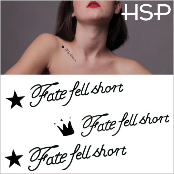大人気！オシャレなタトゥーシール！●商品名タトゥーシール 2枚セット Fate fell short●サイズ6×10.6cm(絵柄台紙部分)☆使用方法1.シールの絵柄を切り取り、透明フィルムを剥がします。2.絵柄側を肌に貼り付けます。3.上...