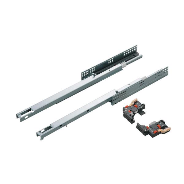 ●3段引のスライドレールです。●スライドレールが外側から見えないため、キャビネットなどのデザイン性を損ないません。●セルフ＆ソフトクロージング機構は、閉じる約30 mm手前から働きます。●脱着レバー操作で引き出しの取り外しができます。●三次...
