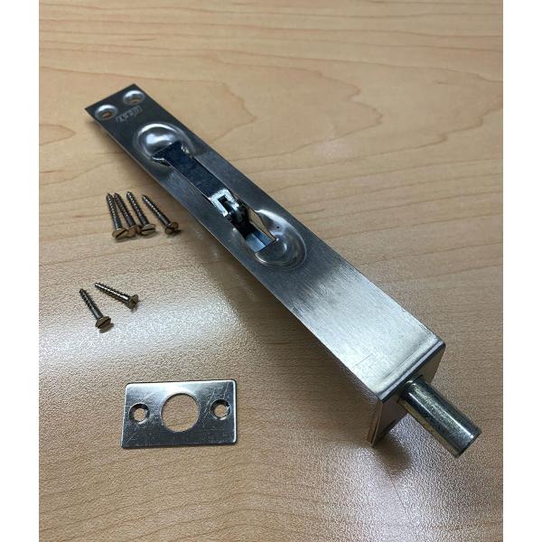 親子扉、両開き扉の　固定に使います材質：ステンレス鋼　付属ネジ：※　古いものですので　マイナス捻子となっております