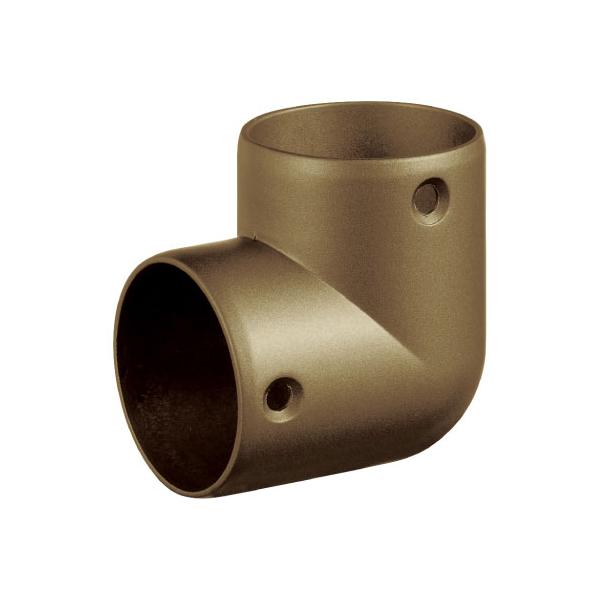 ３５Φの丸棒手摺り用のＬ型のコーナー金具です。廊下の直角な曲がりや縦手すりと横手すりのジョイントに使います。Ｍブラウンの手すりにはブラウン色、クリアの手すりにはゴールド、シルバーがベストマッチです。材　質亜鉛合金、ABS樹脂　取付ビス付