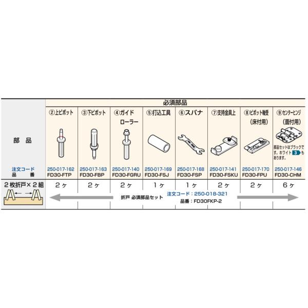 LAMP　ピボット式折戸　FD30-F　吊元固定仕様●上部金物がピボットで下ガイドレール不要の廉価版仕様です大手建具・ハウスメーカーなどの標準仕様に適した操作感※センターヒンジはブラック　FD30-CHHが標準です。その他の色の場合は、単品...