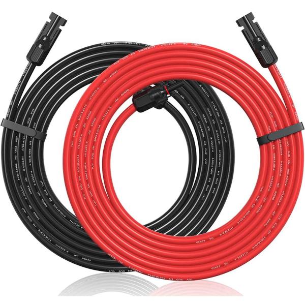 カラー：赤+黒サイズ：20m（赤+黒）長さ：20m*2本　12 AWG　【仕様】サイズ：4mm?　ソーラー延長ケーブルは、両端にオスとメスの硬質PPOプラスチック1.5KV 50A IP67PVコネクタを備えた1500V錫メッキ銅ソーラーケ...
