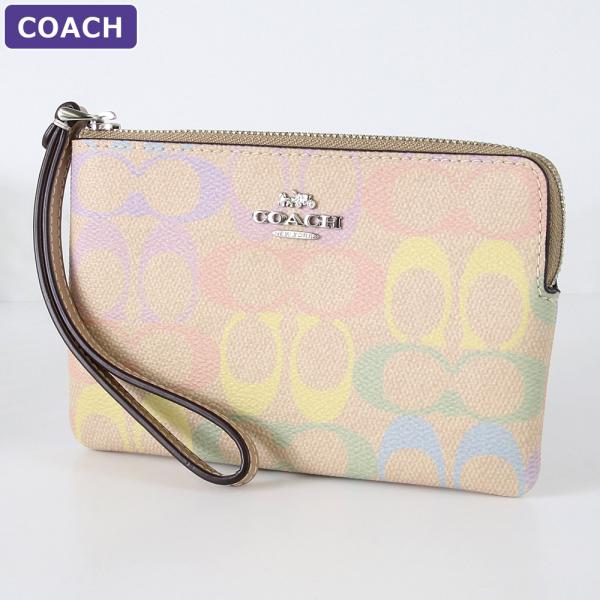 コーチの新作を入荷しました。■商品特徴小物 ポーチ リストレット ストラップ レディース シグネチャー レインボー マルチカラー■モデル：CORNER ZIP WRISTLET IN RAINBOW SIGNATURE CANVAS■品　番...