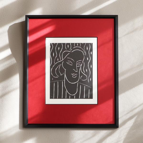 作家名：アンリ・マティス  /  Henri Matisse作品名：Female head linocut 1938サイズ（額外寸）: W348mm × H424mm × D23mm重量：約1.3kg技法：ジクレー用紙：水彩紙フレーム：木製...